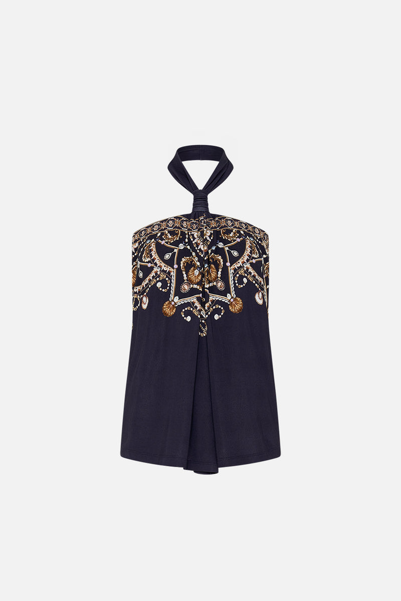 DRAPED JERSEY HALTER TOP DANCE WITH THE DUKE – CAMILLA