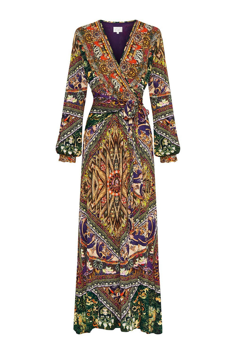 V Neck Wrap Long Dress, Mandala | CAMILLA US – CAMILLA