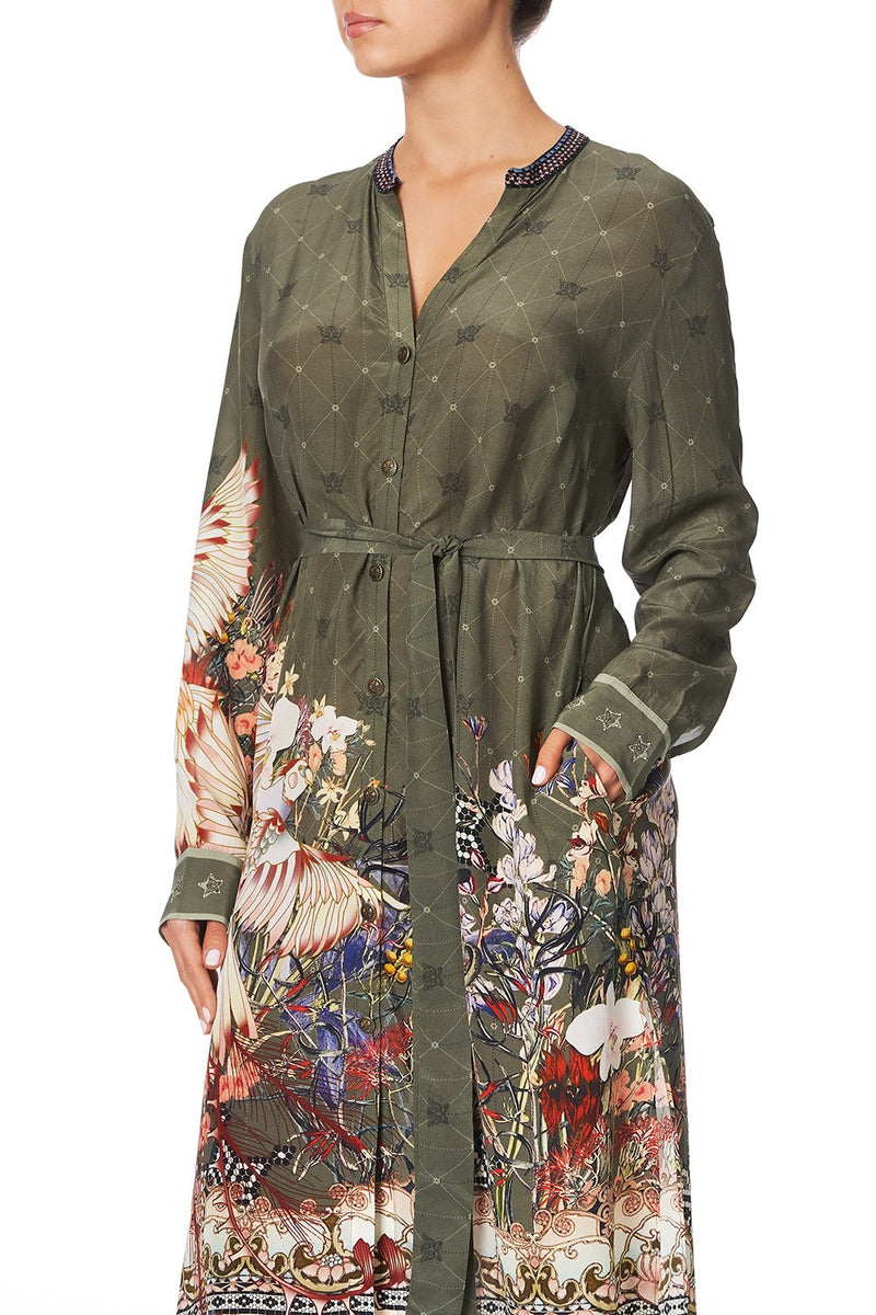 MID LENGTH SHIRT DRESS WATCHFUL WINGS – CAMILLA